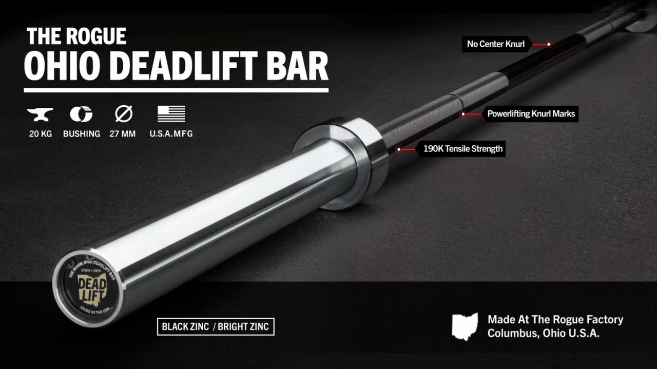 Rogue Ohio Deadlift Bar - Black Zinc - Barra para levantamiento de pot ...